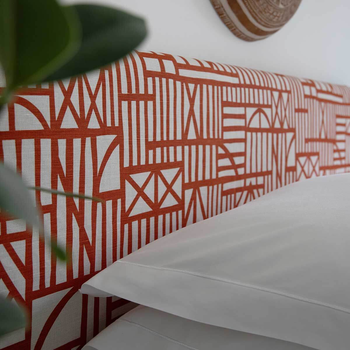 Rust Tudor Fabric | Geometric Graphic Printed Interior Fabric – Safomasi