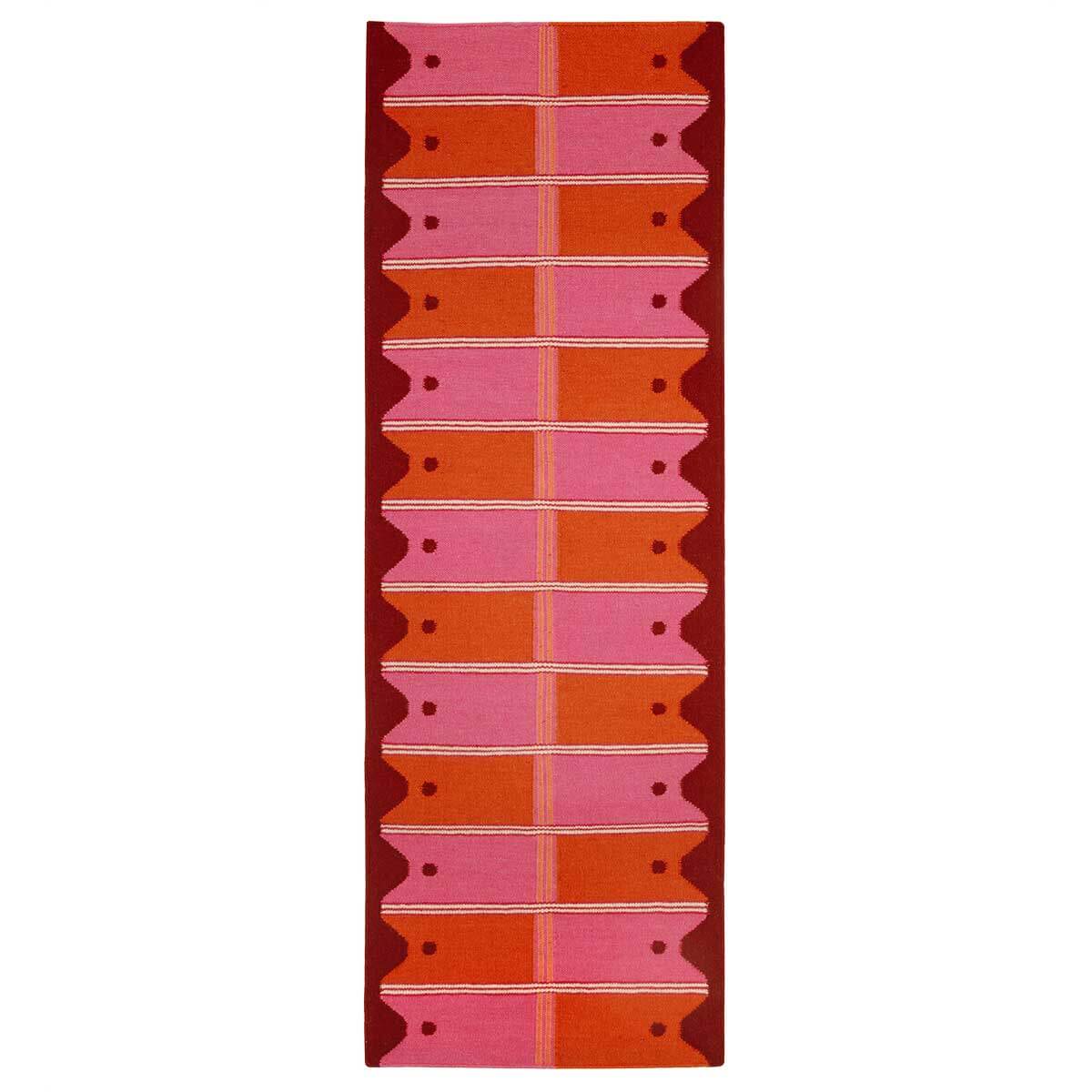 Ladder Wool Flatweave Runner Rug - Pink and Orange – Safomasi