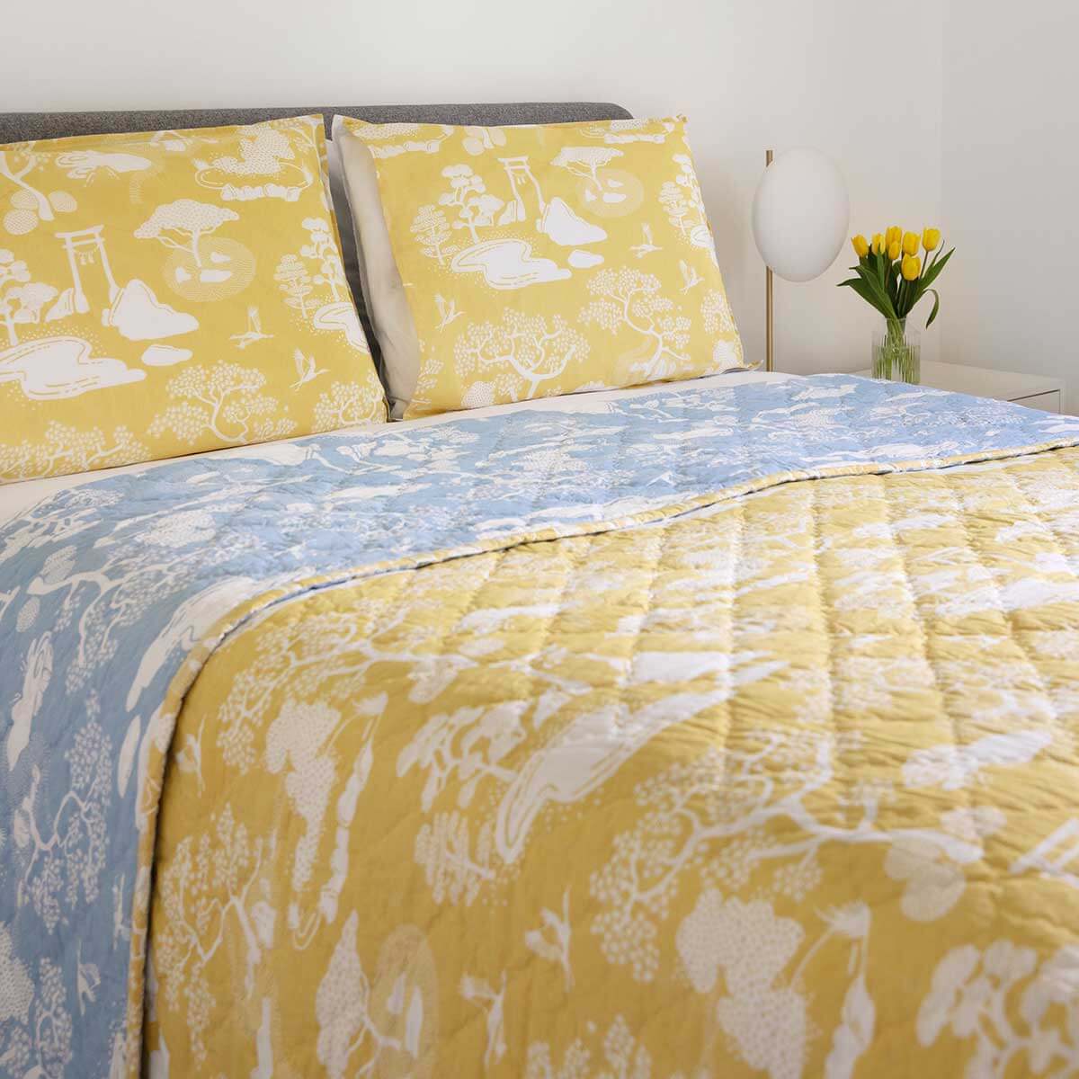 Blue and Yellow Zen Onsen Garden Quilt – Safomasi