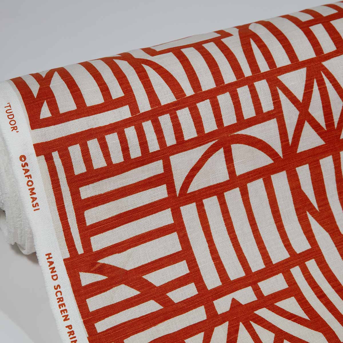 Rust Tudor Fabric | Geometric Graphic Printed Interior Fabric – Safomasi